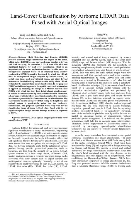 Pdf Land Cover Classification By Airborne Lidar Data Fused With Aerial Optical Images