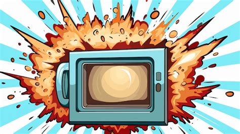 Cartoon Exploding Microwave Vector Illustration Premium Ai Generated