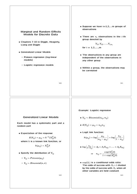 Marginal And Random Effects Models For Discrete Data Stat 565 Docsity