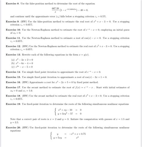 Solved Worksheet N° 2 Topics Finding Roots Of Equations
