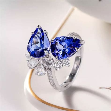 Tanzanite Water Drop Ring 925 Sterling Silver Pear Shaped Ring