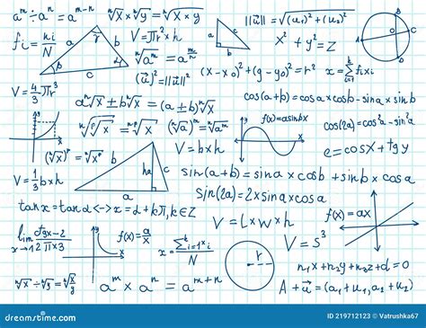 Doodle Math Formulas Handwritten Mathematical Equations Schemes On