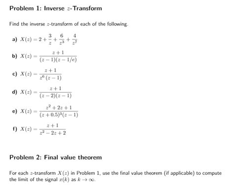 Solved Problem Inverse Z Transform Find The Inverse Chegg