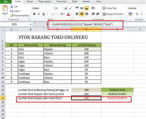Sumif Dan Sumifs Pada Ms Excel Rumus Contoh Penggunaan Dan Contoh