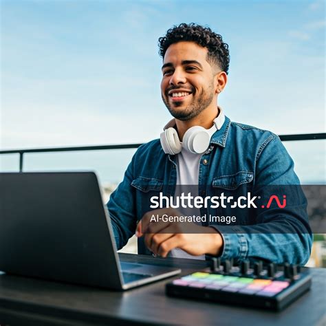 Happy Latin College Man White Headphones Ai Generated Image 2587439745
