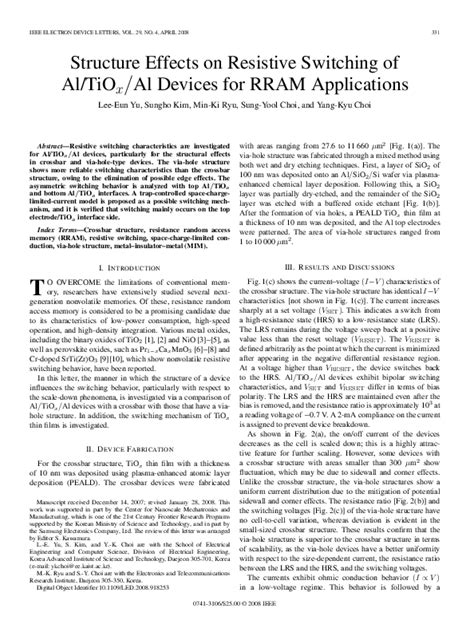 Pdf Structure Effects On Resistive Switching Of Devices For Rram Applications