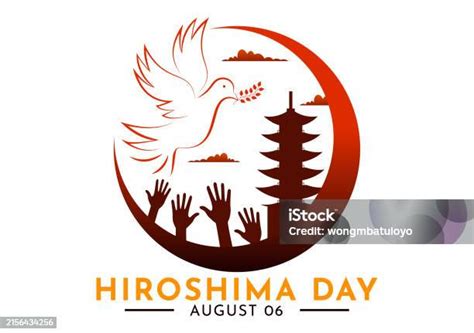 히로시마 데이 벡터 일러스트 레이 션 8 월 6 일 평화 비둘기와 핵 폭발 배경을 특징 플랫 스타일 만화 디자인 8월에 대한 스톡 벡터 아트 및 기타 이미지 Istock
