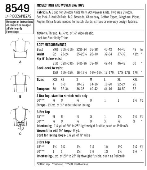 Simplicity 8549 Womens Bra Tops Sewing Patterns My Sewing Box