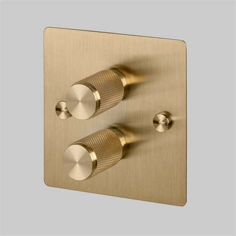 Two Gang 2 Way Dimmer Light Switch In Solid Brass With Knurled Knobs Dimmer Light Switch