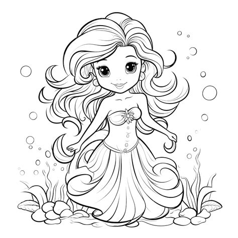 귀여운 인어 색칠하기 귀엽다 인어 인어공주 Png 일러스트 및 이미지 에 대한 무료 다운로드 Pngtree