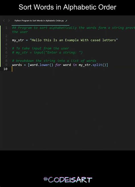 Sort Words In Alphabetic Order In Python Python Examples Python
