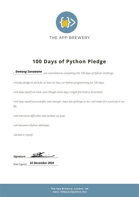 100daysofpython Theappbrewery Pythonprogramming Angelayu Dewang Sonawane