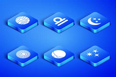 떨어지는 별 행성 금성 태양의 일식 점성술 별자리 원 천칭자리 조디악 달과 별 아이콘을 설정합니다 벡터 3차원 형태에 대한 스톡 벡터 아트 및 기타 이미지 Istock