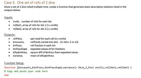 Case 3 One Set Of Rolls Of 2 Dice Given A Set Of 2 Dice Rolled