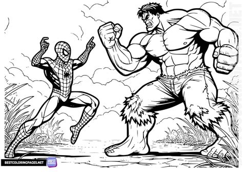 Hulk Vs Spiderman Coloring Page Free Printable Coloring Pages