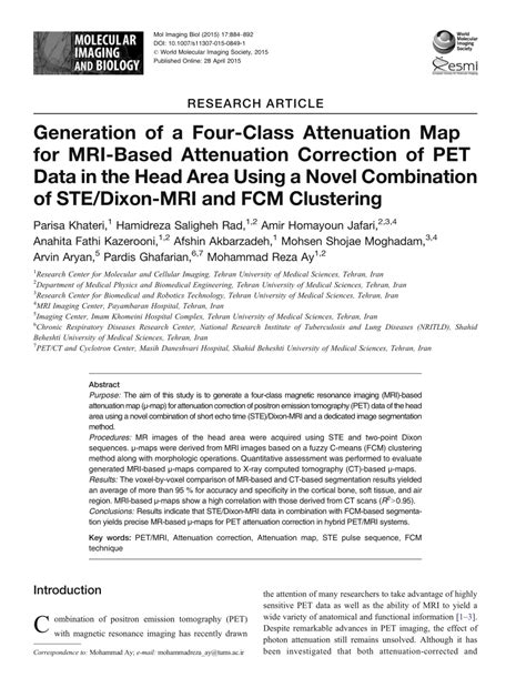 Pdf Generation Of A Four Class Attenuation Map For Mri Based