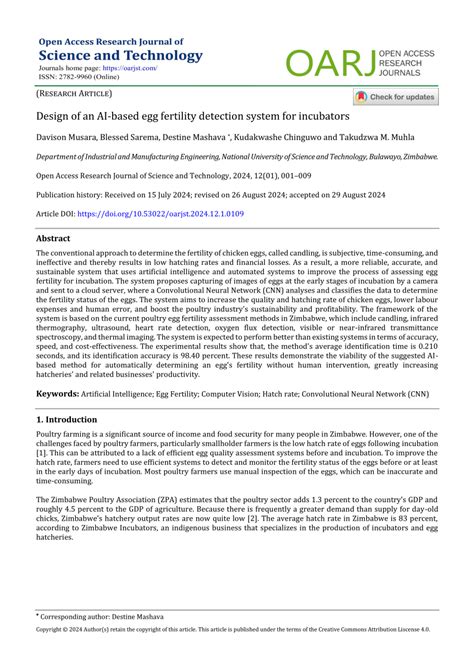 Pdf Design Of An Ai Based Egg Fertility Detection System For Incubators