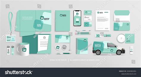 Stationery Brand Identity Mock Up Set Blue Stock Vector Royalty Free 2242901951 Shutterstock