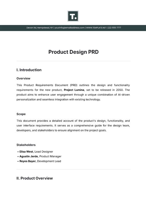 Free Product Requirements Document Templates To Edit Online Print