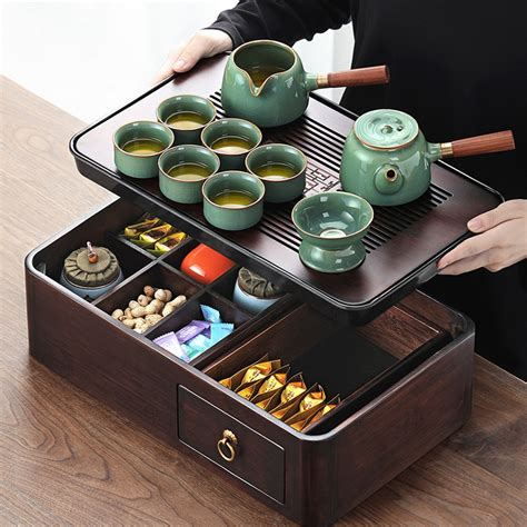 收纳茶盒茶盘茶海功夫茶具套装组合便携日式干泡盘茶台多功能托盘 虎窝淘