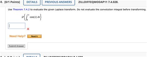Use Theorem To Evaluate The Given Laplace Chegg
