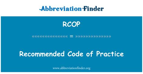 Rcop Stands For Recommended Code Of Practice Abbreviation Finder