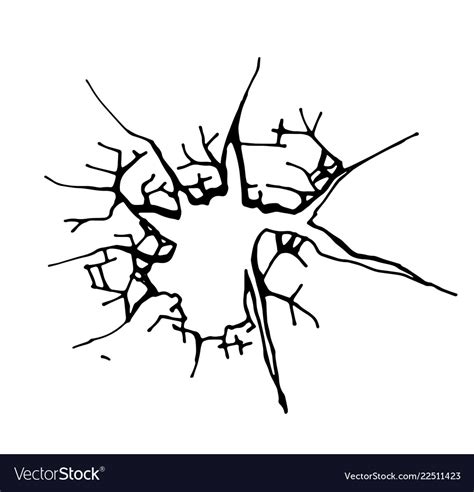 Broken Glass Cracks Bullet Marks Royalty Free Vector Image