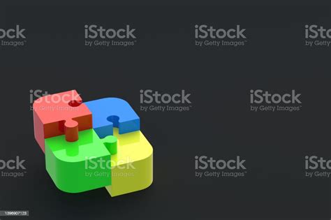 검은 배경에 연결된 다채로운 퍼즐 흔들기 조각 교육 게임 취미와 여가 비즈니스 솔루션 팀웍 개념 공동 문제 해결 공간을 복사합니다 3d 렌더링 0명에 대한 스톡 사진 및