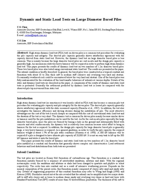 dynamic and static load tests pdf pdf deep foundation structural load