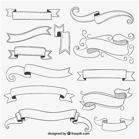 Banners De Lazo En Estilo Dibujado A Mano Vector Premium