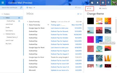 Changing Outlook Com Color Schemes