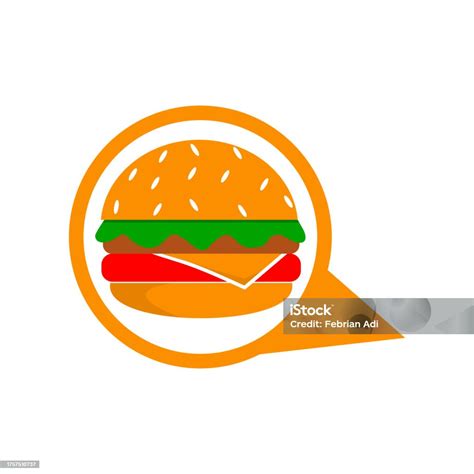 온라인 햄버거 로고 디자인 벡터 서식 파일 패스트 푸드 플랫 로고 현대 미니멀 디자인 일러스트 고기에 대한 스톡 벡터 아트 및