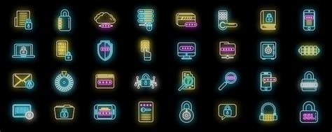 premium vector cipher icons set vector neon
