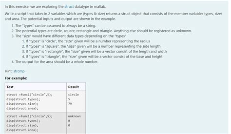 Solved In This Exercise We Are Exploring The Struct Chegg Com