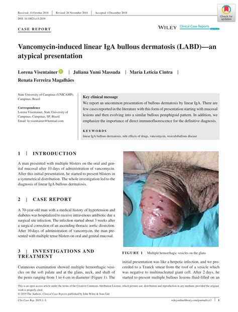 Pdf Vancomycin‐induced Linear Iga Bullous Dermatosis Labd —an