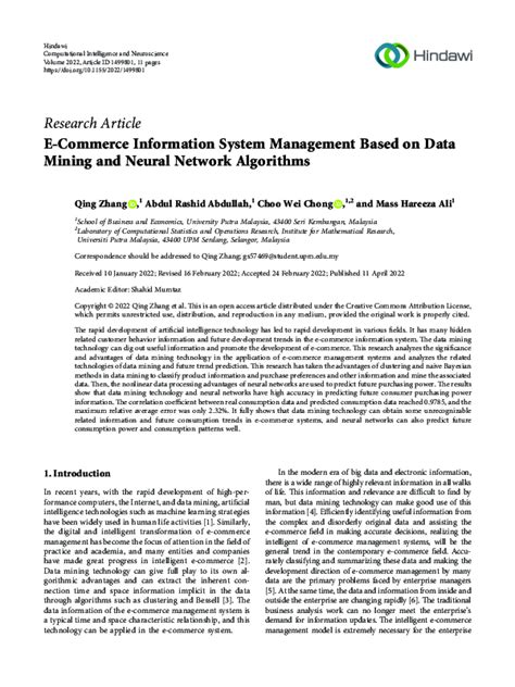 Pdf E Commerce Information System Management Based On Data Mining And Neural Network Algorithms