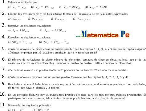 Problemas De Combinatoria Resueltos De MatemÁticas Bachillerato Pdf