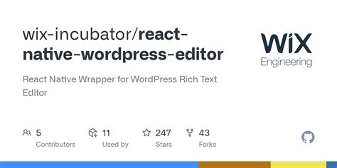 github wix incubator react native wordpress editor react native wrapper for wordpress rich