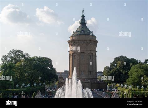 Landscape Of Wasserturm Water Tower Mannheim Baden Wurttemburg Stock