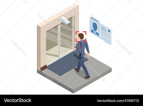 Isometric Face Recognition And Personal Royalty Free Vector