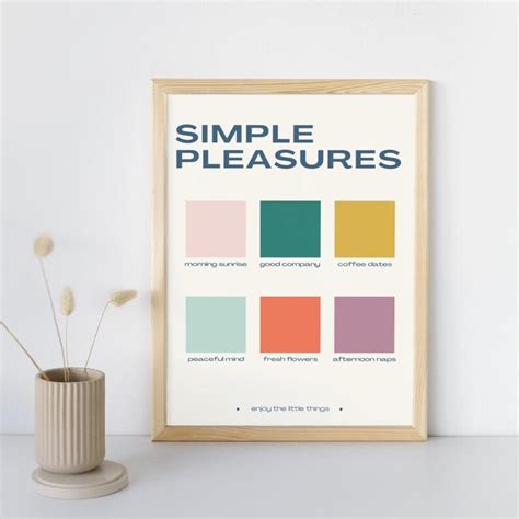 Simple Pleasures Color Palette Poster Serene Home Decor Digital