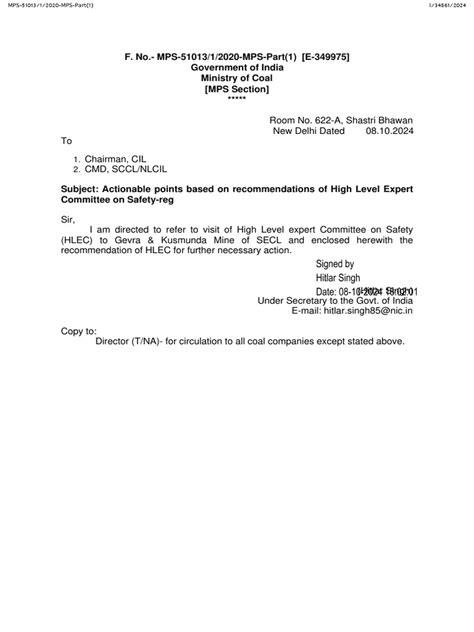 Letter To Cil Sccl Nlcil Pdf Safety