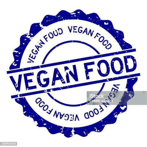 그런 지 블루 채식 주의 자 단어 둥근 고무 물개 스탬프 흰색 배경 건강한 생활방식에 대한 스톡 벡터 아트 및 기타 이미지