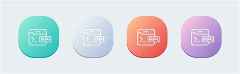 Api Line Icon In Flat Design Style Application Programming Interface Signs Vector Illustration