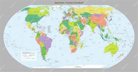 Premium Vector Political Map Of The World Equal Earth Projection