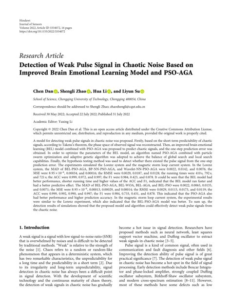 Pdf Detection Of Weak Pulse Signal In Chaotic Noise Based On Improved