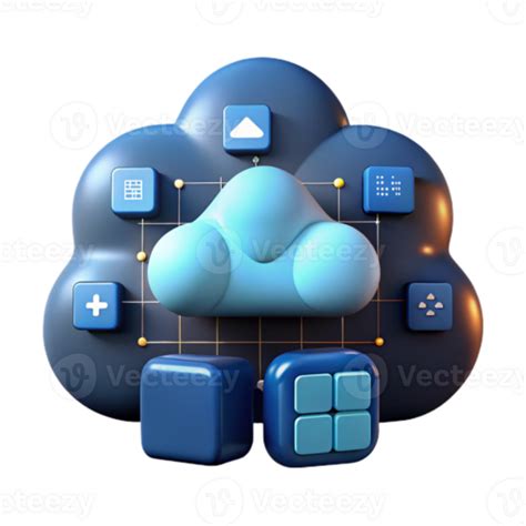 3d Cloud Computing Illustration Network Data Storage And Synchronization 55238635 Png
