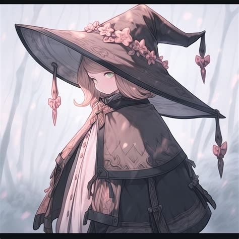 Premium Ai Image Anime Girl In A Witch Hat And Dress With A Wand