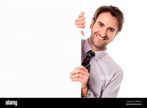 Male Model Holding Blank White Ad Board Stock Photo Alamy