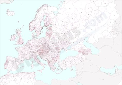 Gran Mapa De Europa Con Códigos Postales De 2 Dígitos